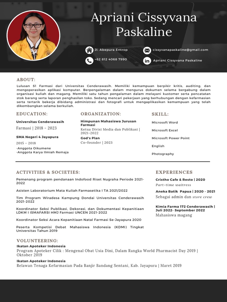 CV Apriani Cissyvana Paskaline | PDF