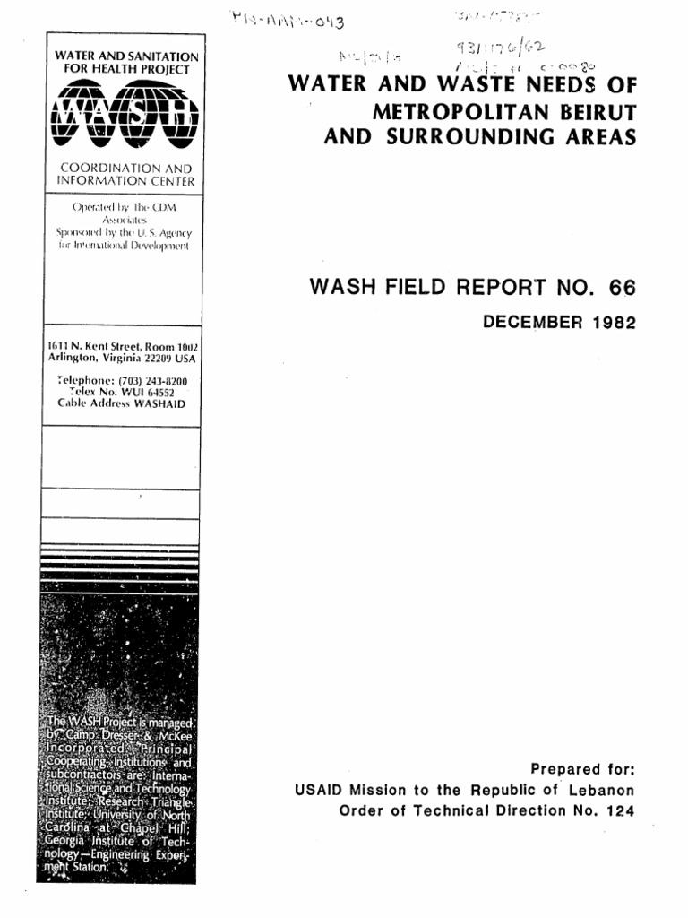 USAID - 1982 - Water and Waste Needs of Metropolitan Beirut and ...