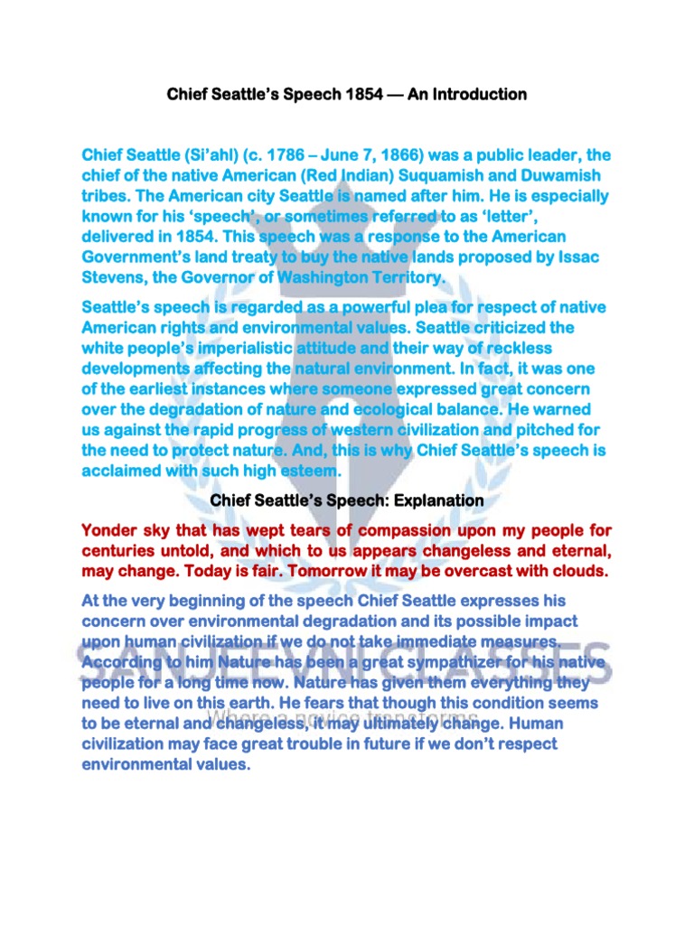 Chief Seattle | PDF