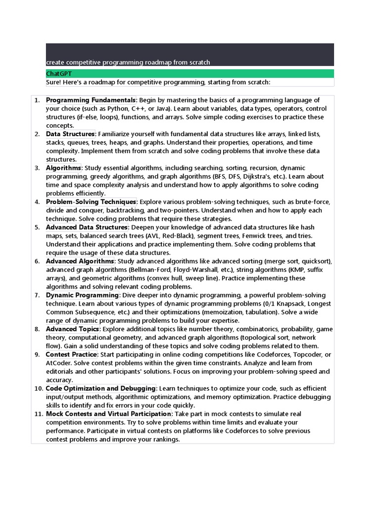 Competitve Programming Learning Path | PDF | Computer Programming | Program Optimization