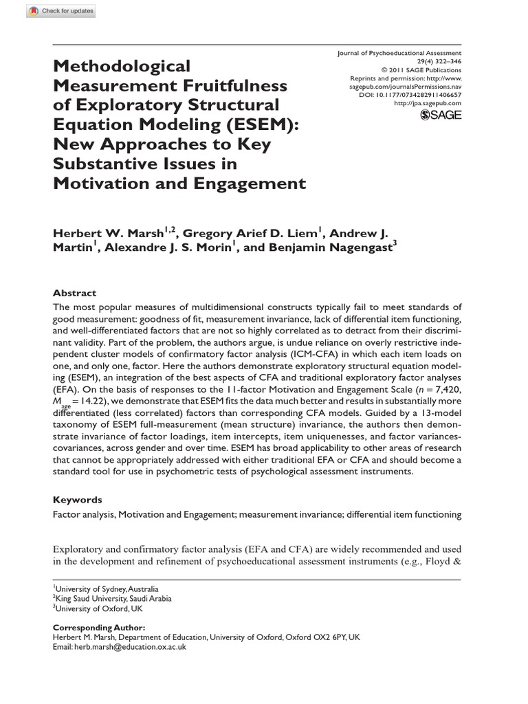 Marsh Et Al 2011 Methodological Measurement Fruitfulness Of Exploratory