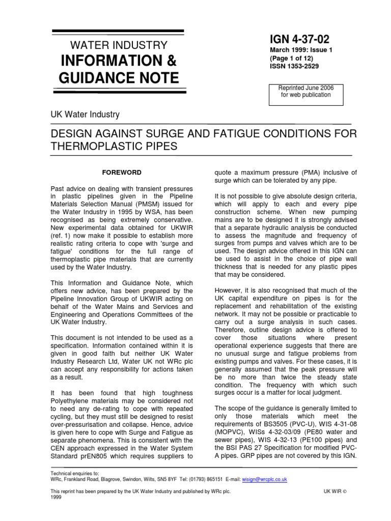 IGN 4-37-02.pdf - Water UK | PDF | Fatigue (Material) | Strength Of Materials
