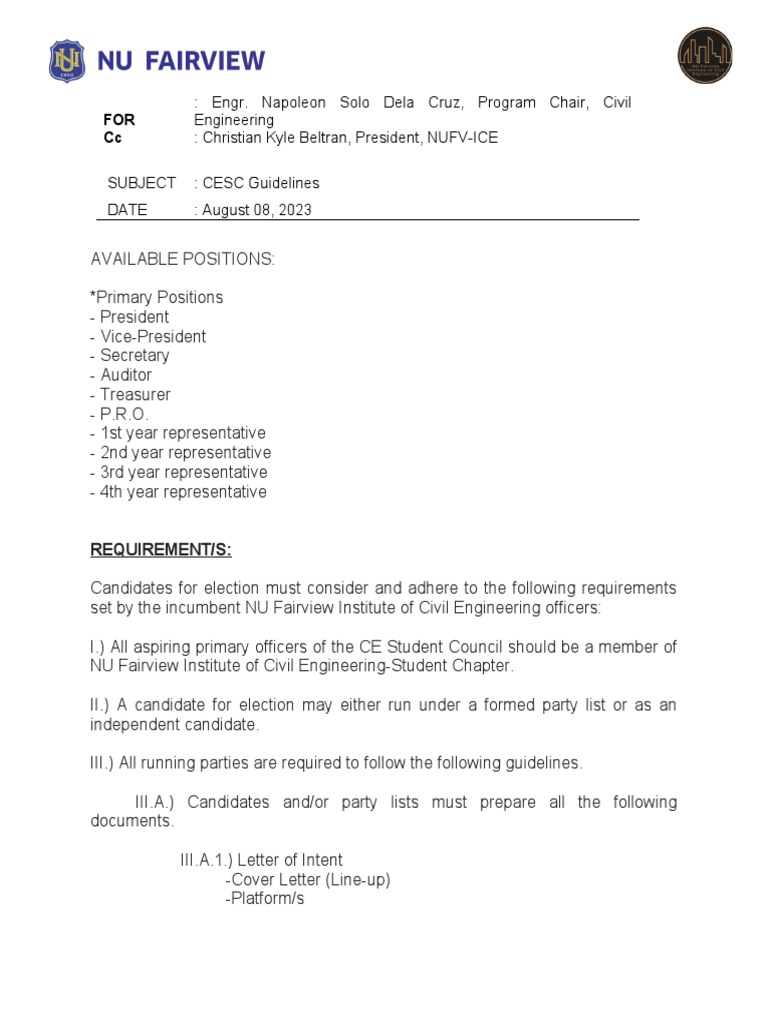 CESC Guidelines | PDF