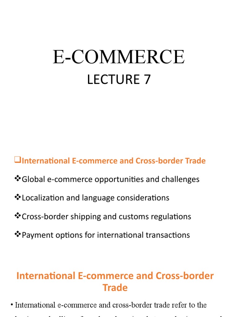 E-Commerce Lecture 7 | Download Free PDF | E Commerce | Customs