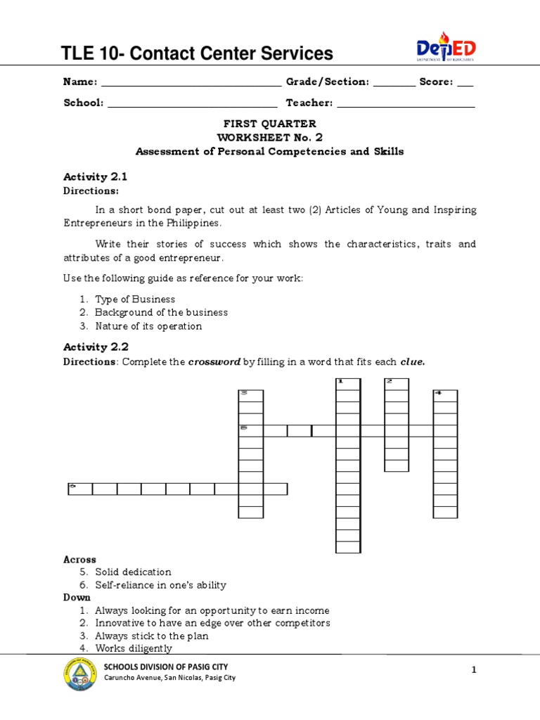 Tle CCS10 Q1 DW2 | PDF