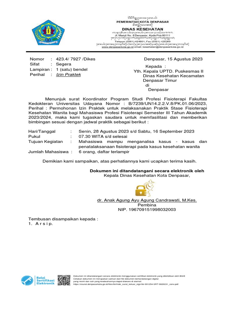 Izin Praktik Fisioterapi Mahasiswa | PDF