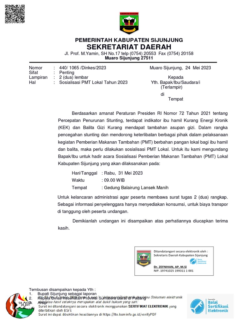 Surat Undangan Sosialisasi PMT Lokal | PDF Surat Undangan Sosialisasi PMT Lokal | PDF