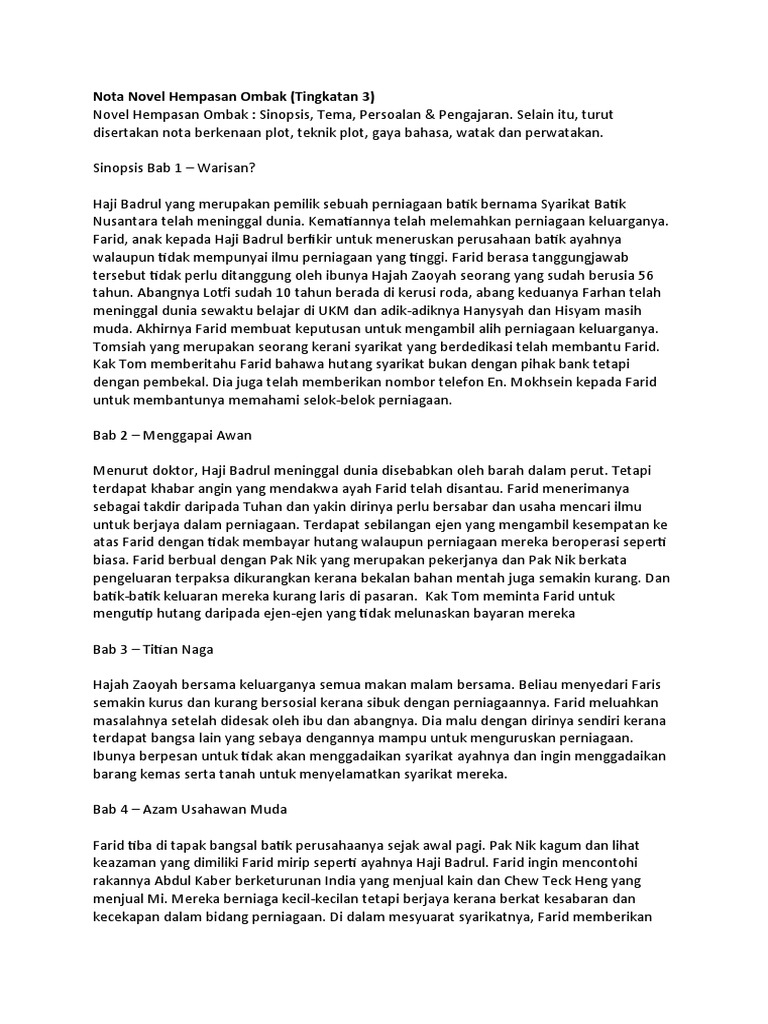 Nota Novel Hempasan Ombak | PDF