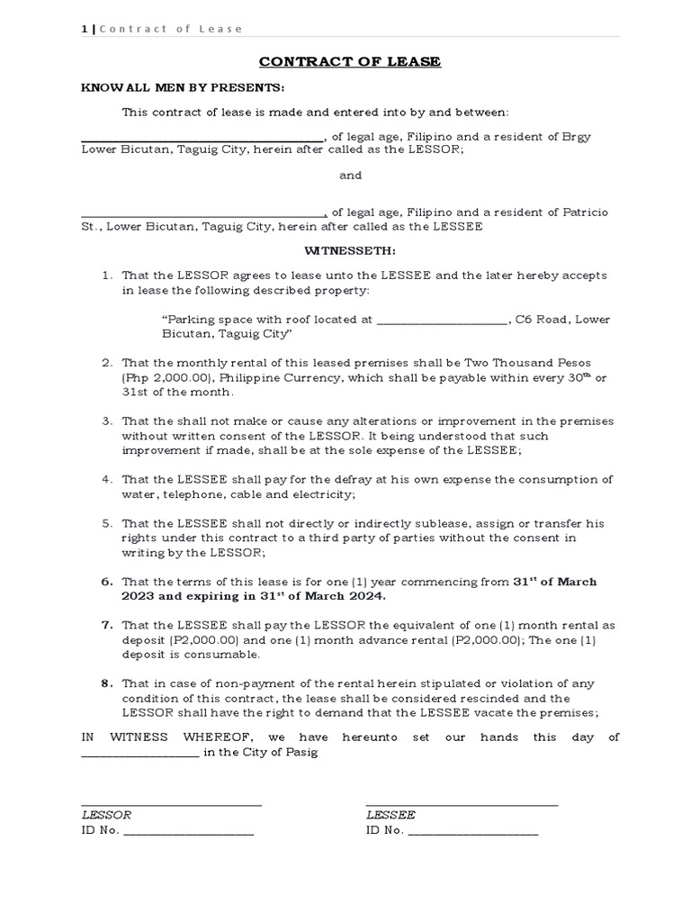 Contract of Lease | PDF | Lease | Real Property Law