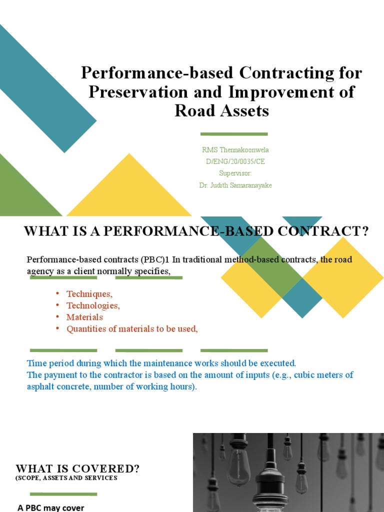 Performance-Based Contracting For Preservation and Improvement of Road ...