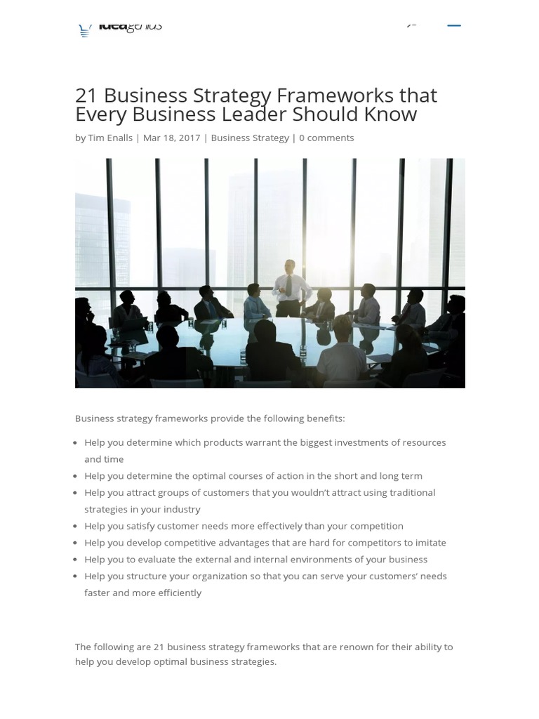 21 Business Strategy Frameworks That Every Business Leader Should Know ...