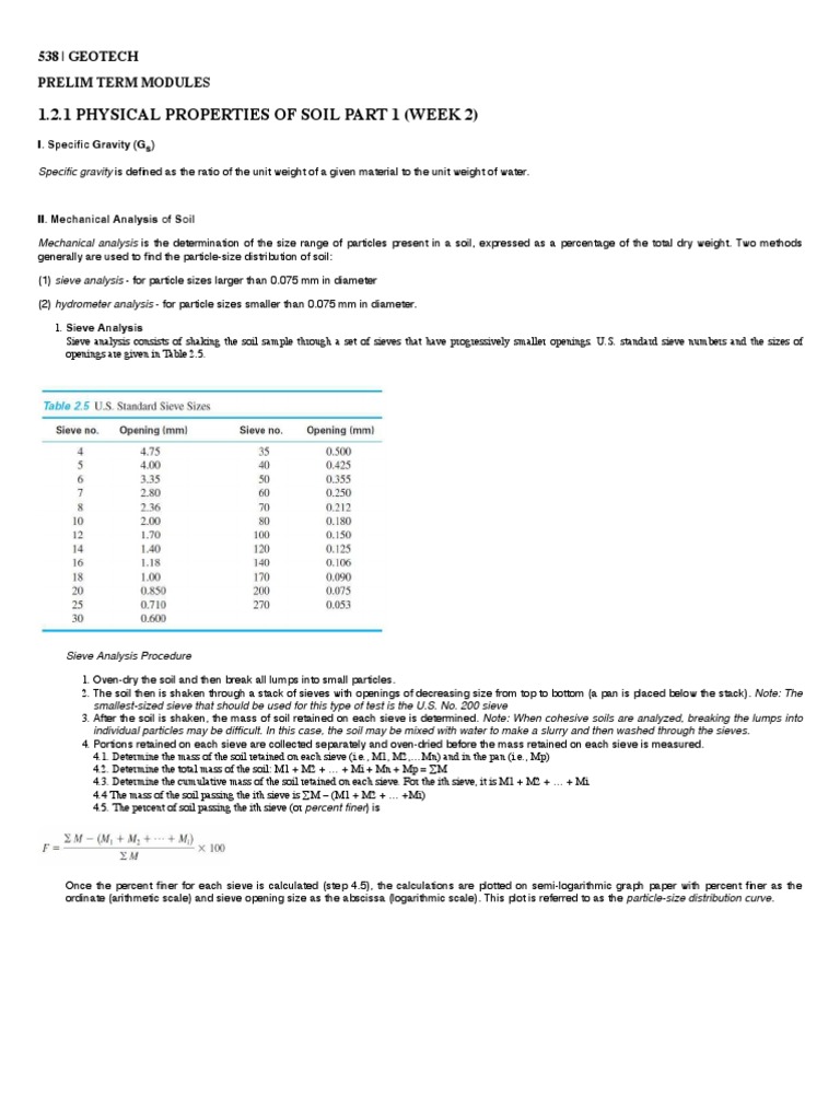 MODULE 2 - Geotechnical Engineering 1 | PDF | Particle Size Distribution | Physical Sciences