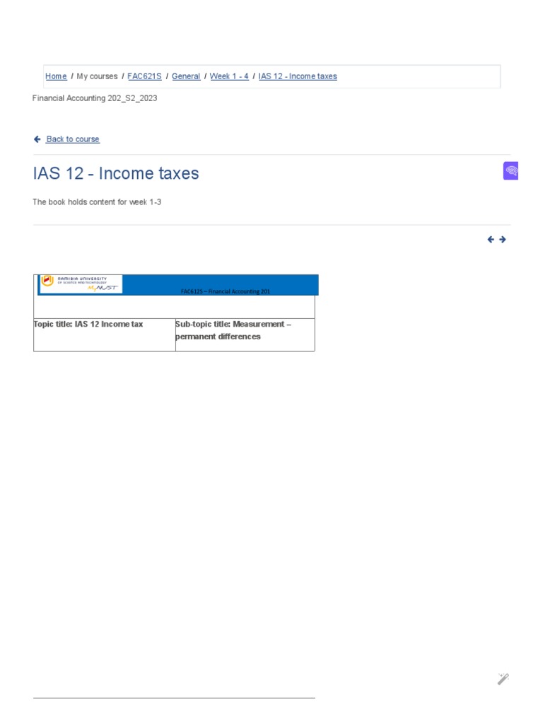 IAS 12 - Income Taxes - Measurement - Permanent Differences | PDF