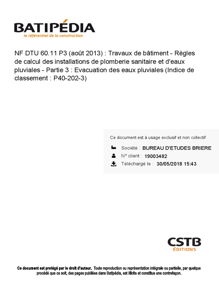 NF DTU 60.11 Partie 3 EP | PDF