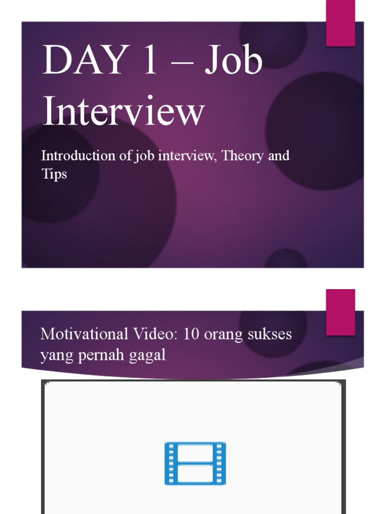 Day 1 - Job Interview | PDF | Career & Growth