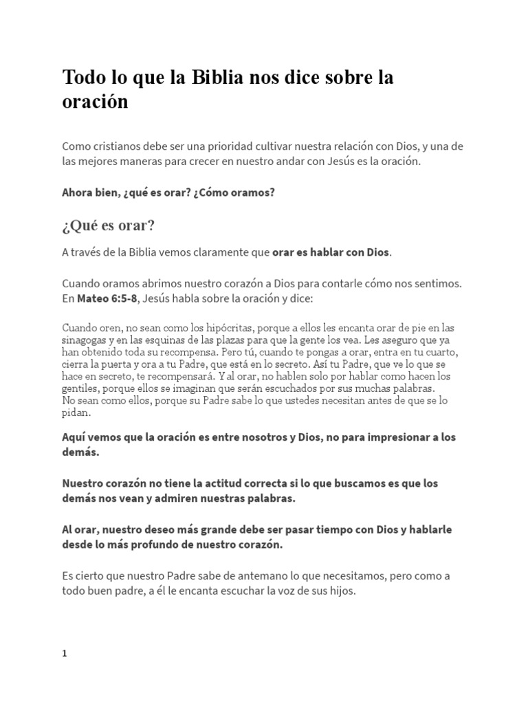 Todo Lo Que La Biblia Nos Dice Sobre La Oración | PDF | Oración | Creencia religiosa y doctrina