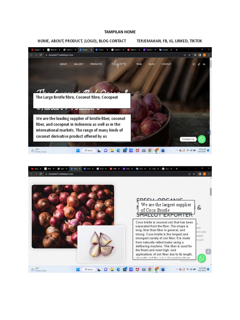 TAMPILAN WEBSITE Cocobristleindonesia | PDF