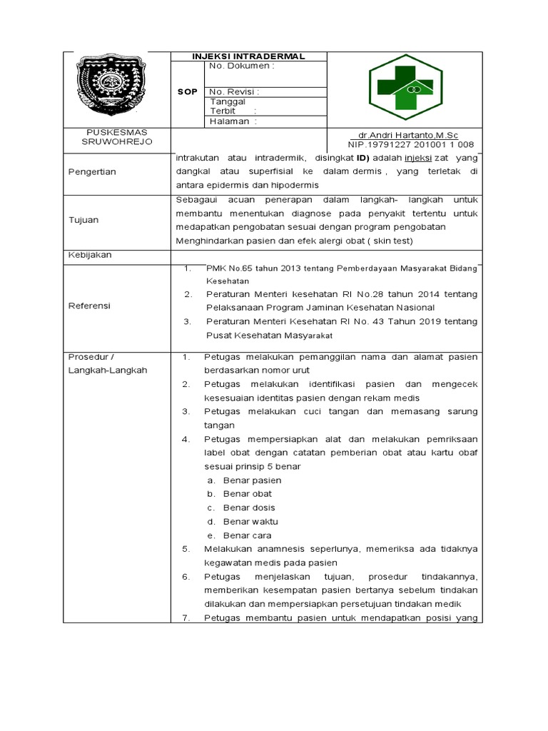 Injeksi Intradermal | PDF