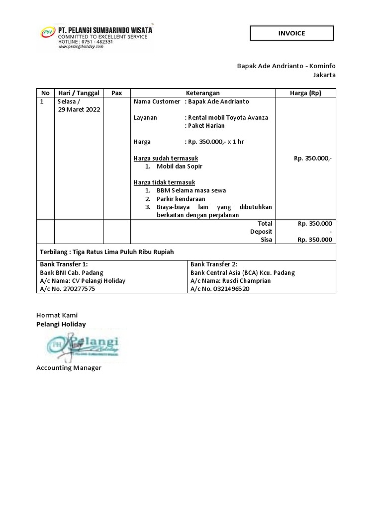 Kwitansi Rental Mobil Jakarta | PDF