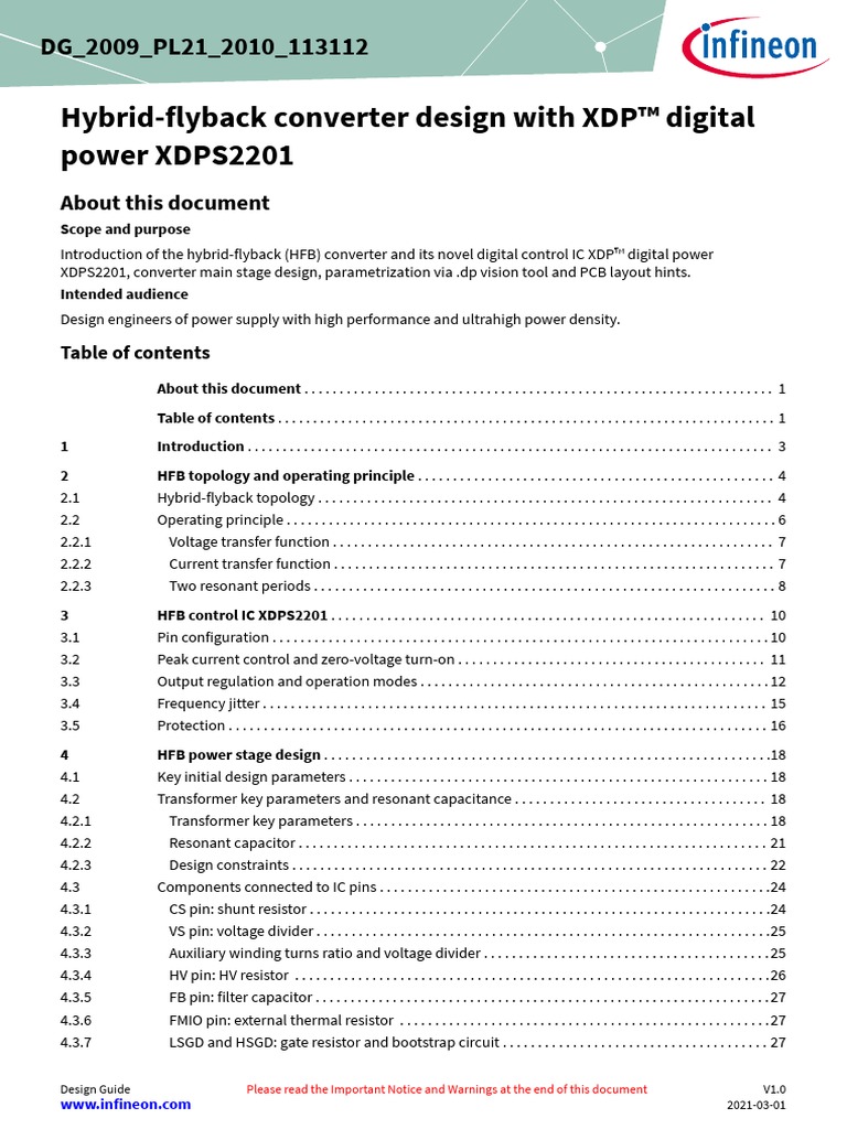 Design Guide - XDPS2201 Hybrid Flyback Converter v03 (Infineon) | PDF