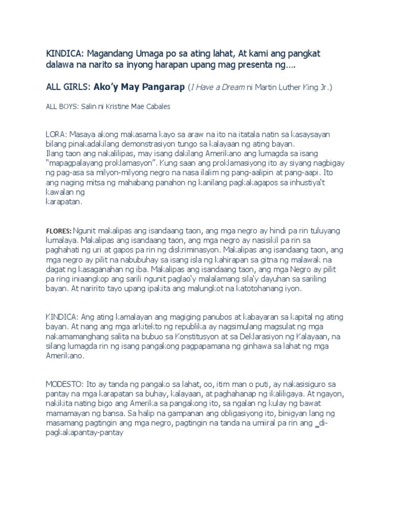 Ako'y May Pangarap (Filipino Speech) | PDF