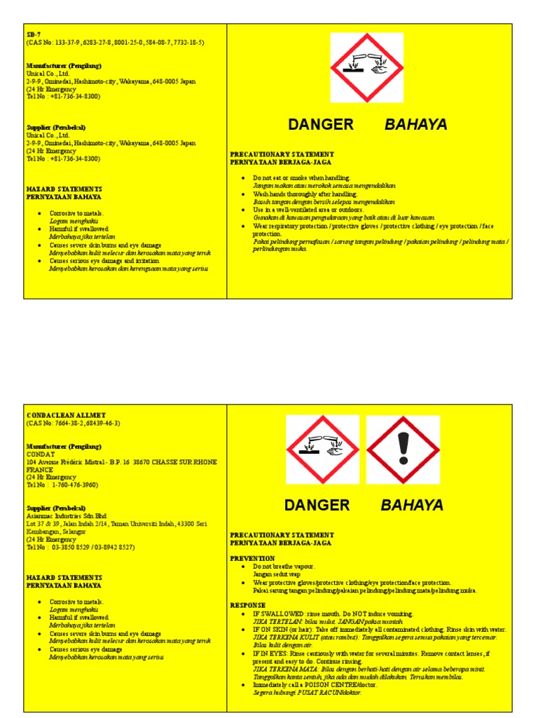 Label Class 2013 For Chemical | PDF