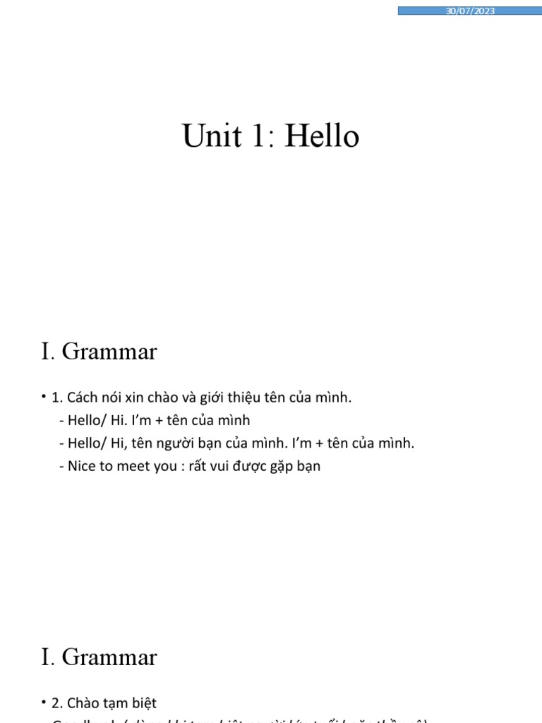 Unit 1 Hello | PDF