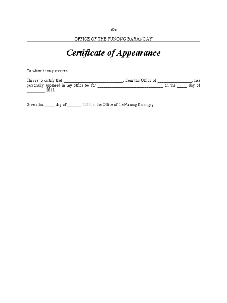 Certificate of Appearance | PDF