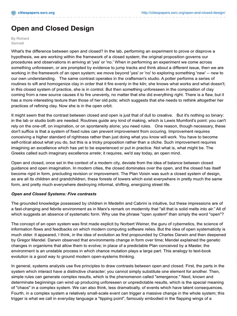 Open and Closed Design | PDF