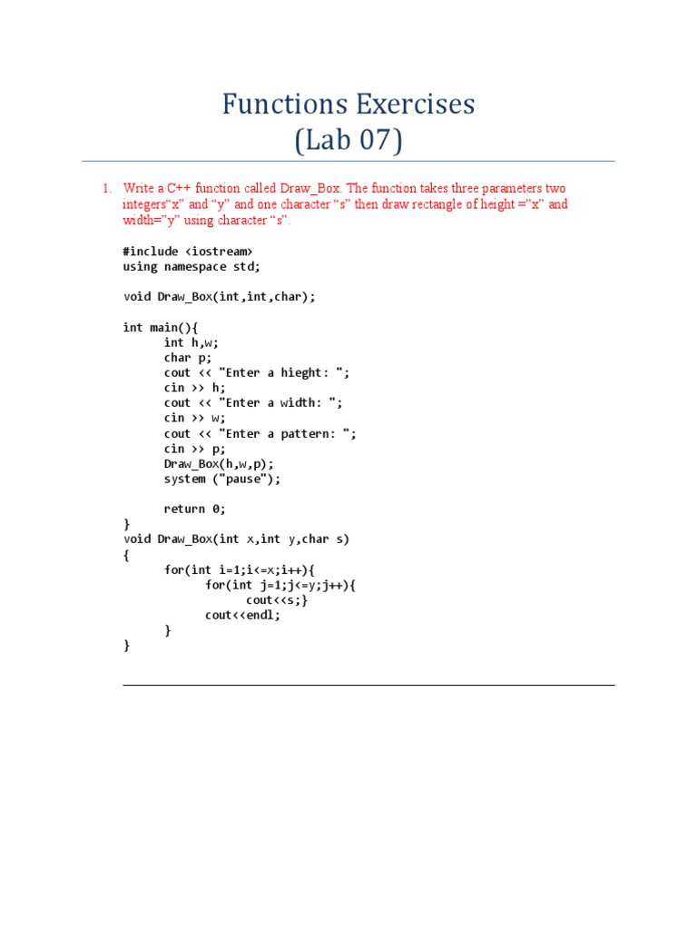 Lab07 (Functions2) | PDF