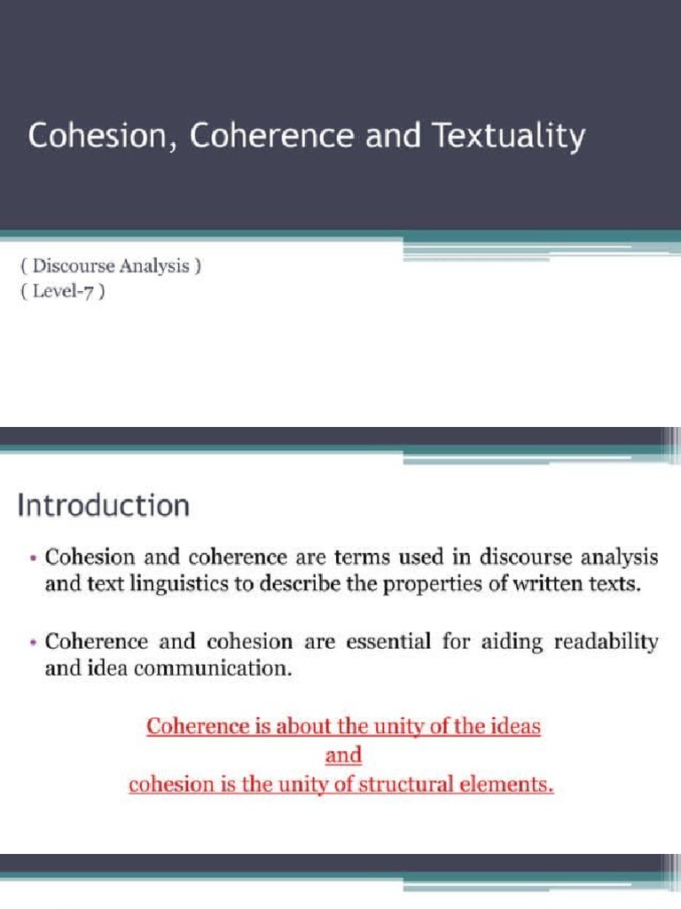 Cohesion Coherence and Textuality | PDF