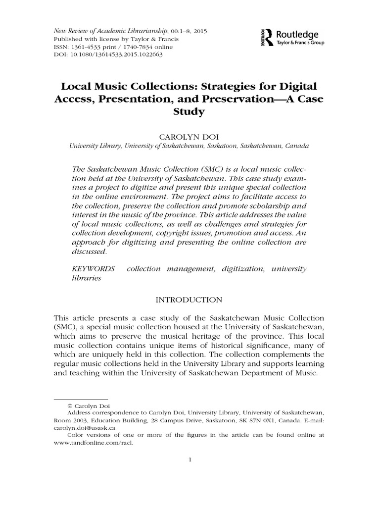 Local Music Collections Strategies For Digital | PDF | Social Science ...