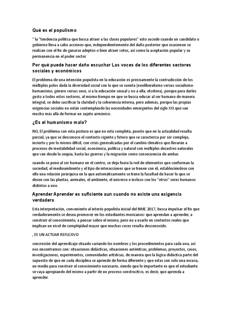 Qué Es El Populismo | PDF Qué Es El Populismo | PDF
