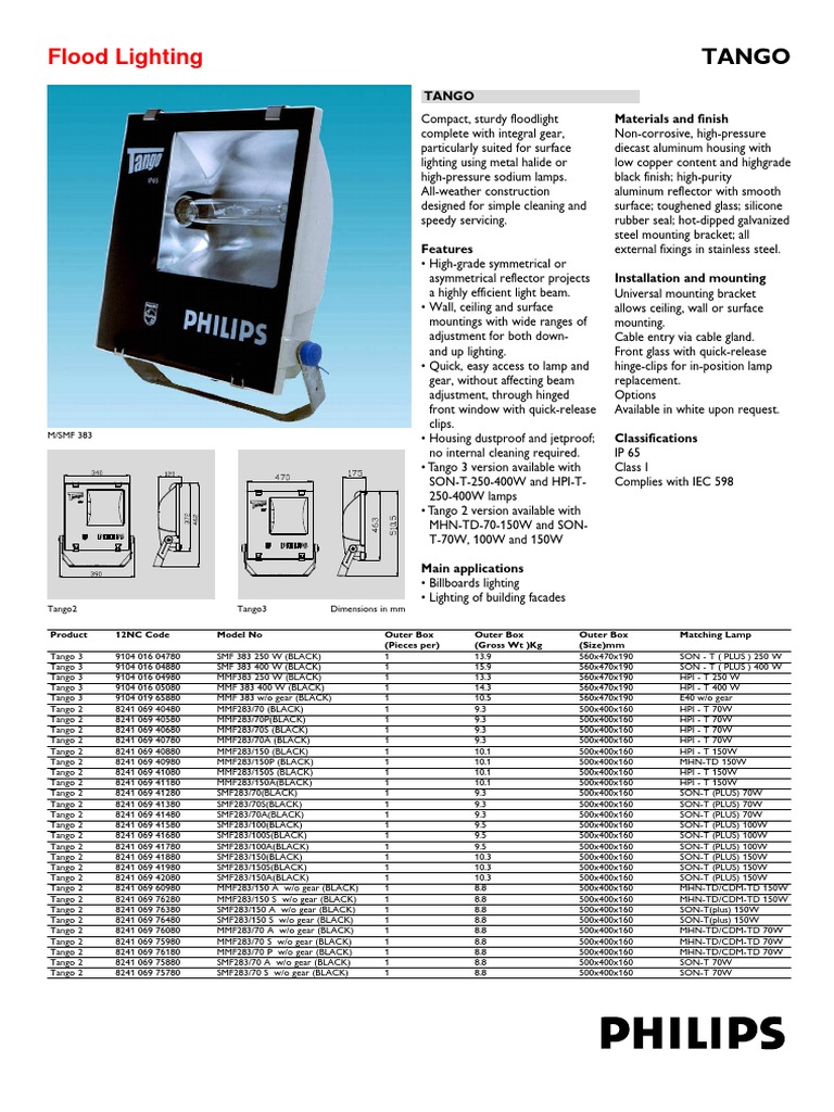 Philips TANGO Series | PDF | Lighting | Materials