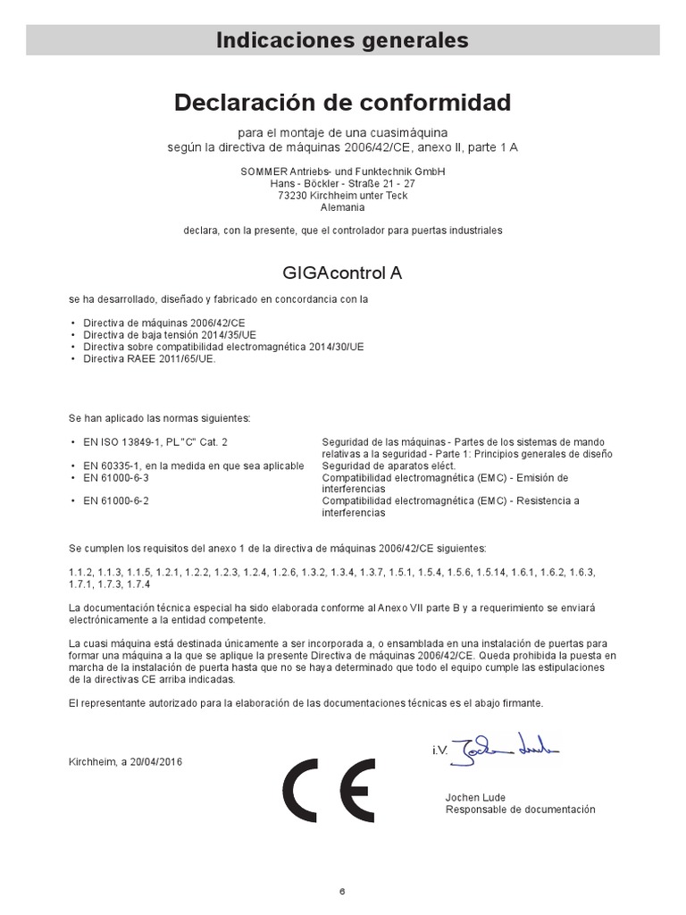 GIGAcontrol-Declaración de Conformidad | PDF | Compatibilidad electromagnética | Ingenieria ...