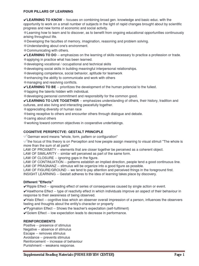 Four Pillars, Gestalt, Effects and Reinforcement | PDF