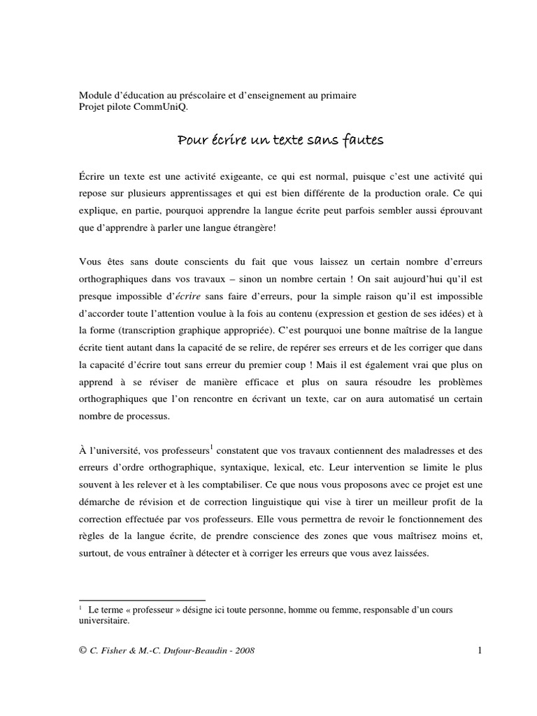 Pour_ecrire_un_texte_sans_fautes - | PDF