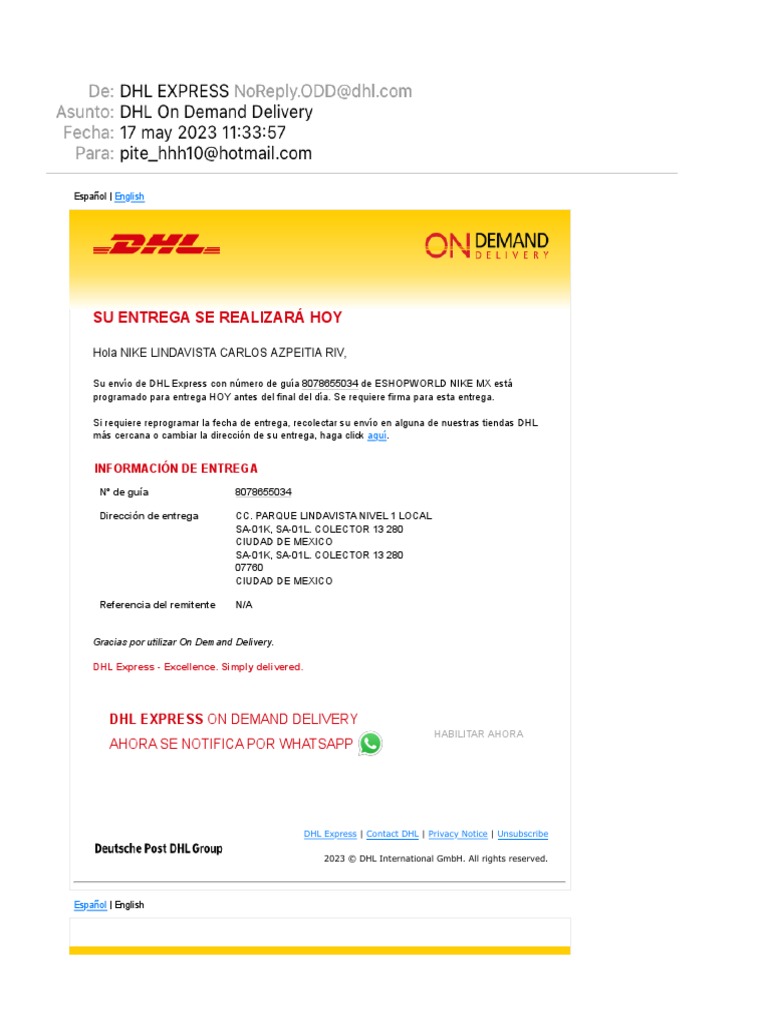 DHL On Demand Delivery | PDF