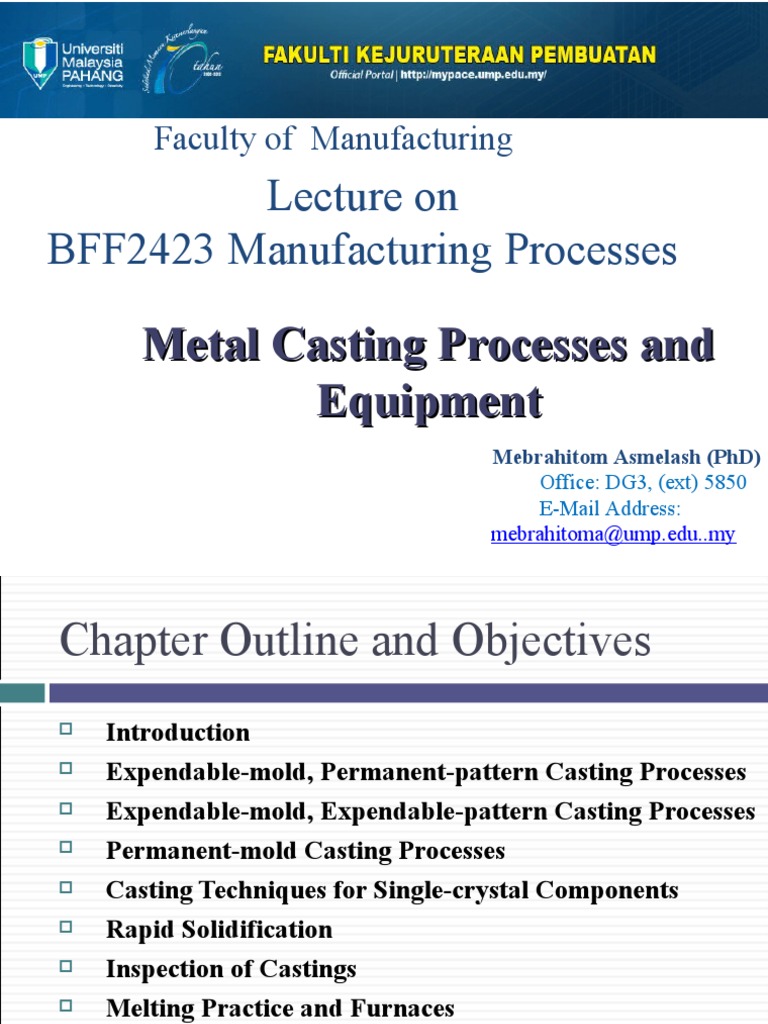 Week 3 Lecture 4 Metal Casting Processes and Equipment | PDF ...