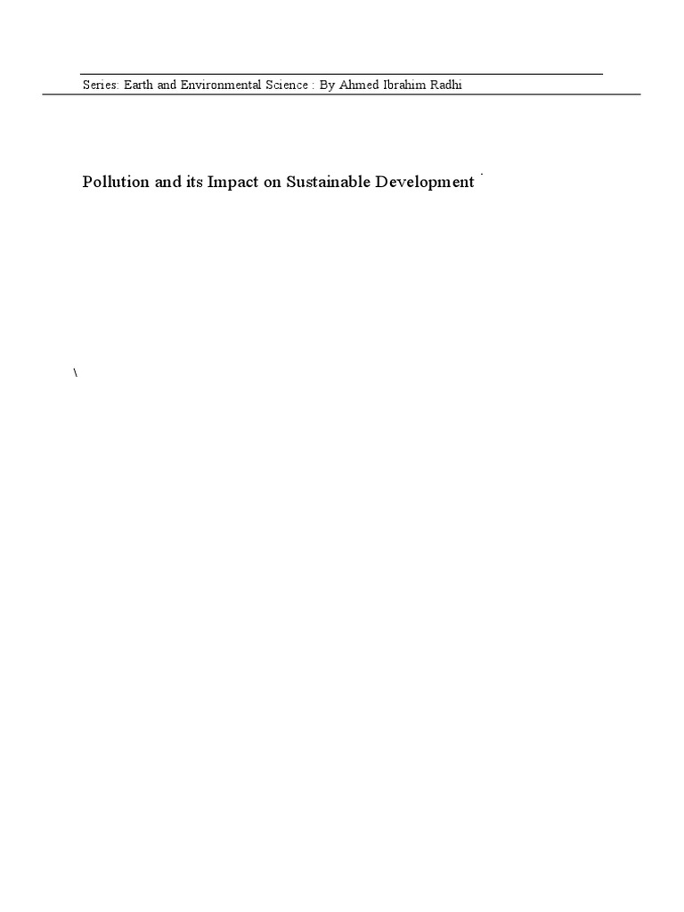 Pollution and Its Impact On Sustainable Development | PDF