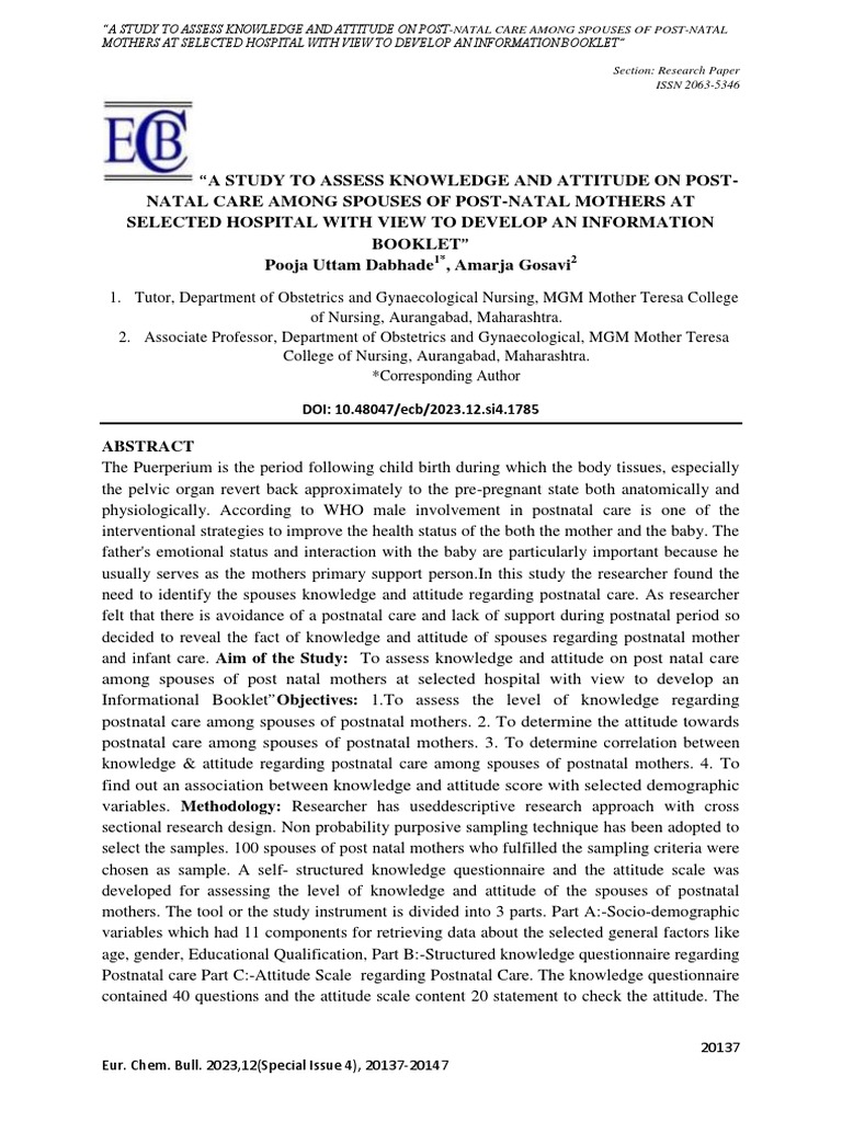 Published - POOJA UTTAM DABHADE - Post Natal Care Among Spouses ...