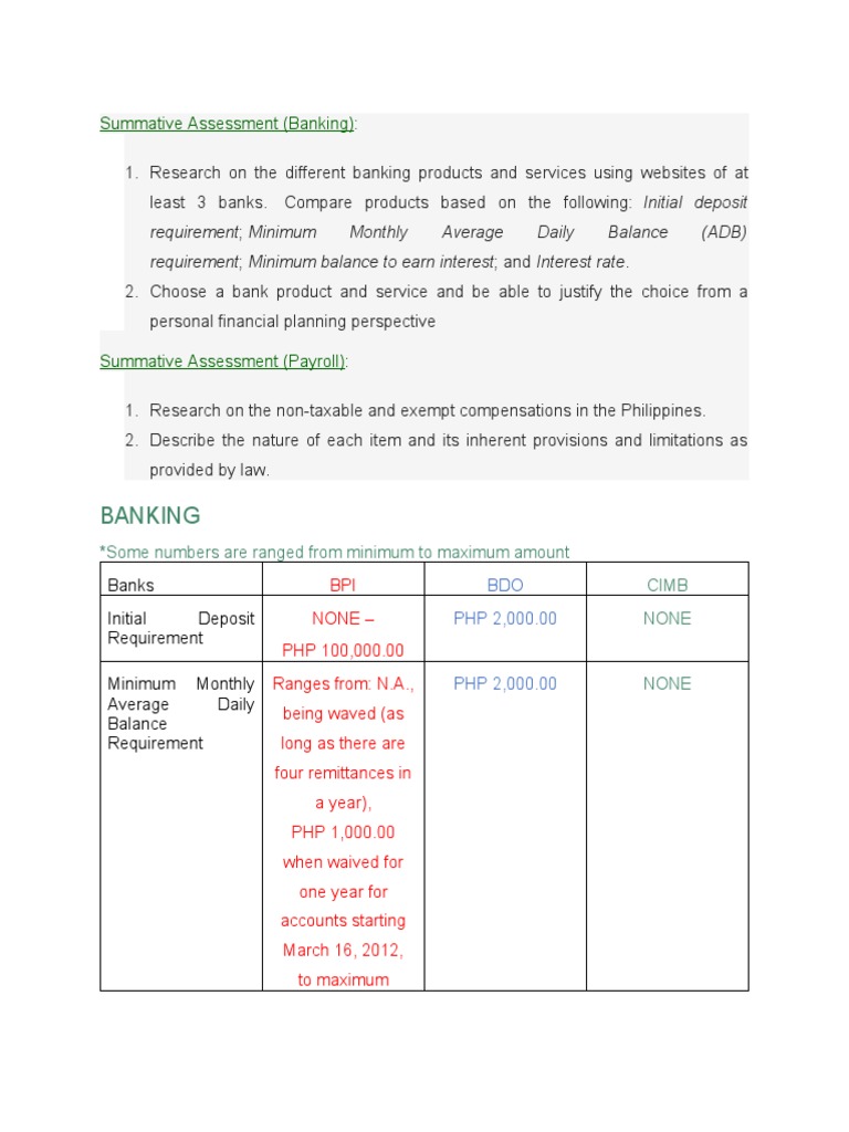 Summative Assessment Banking and Payroll | PDF