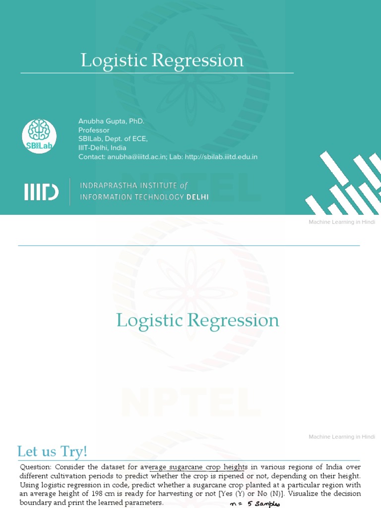 W4M3-Logistic Regression Examples | PDF | Teaching Methods & Materials