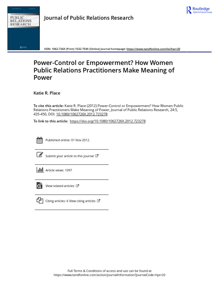 Power Control or Empowerment How Women Public Relations Practitioners ...