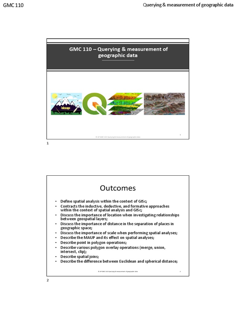 5.2 GMC110 Querying and Measurement of Geographic Data | PDF | Spatial ...