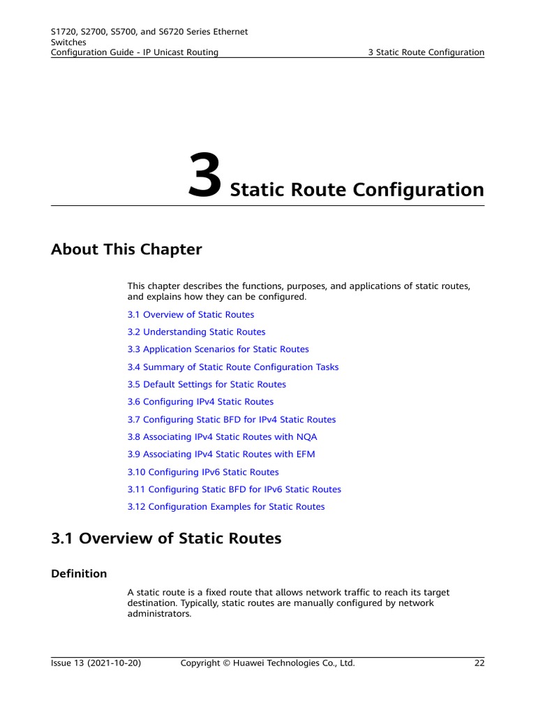 01-03 Static Route Configuration | PDF 01-03 Static Route Configuration | PDF