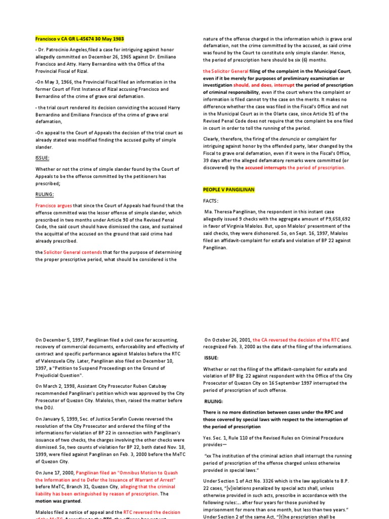 Criminal Procedure Case Digests | PDF