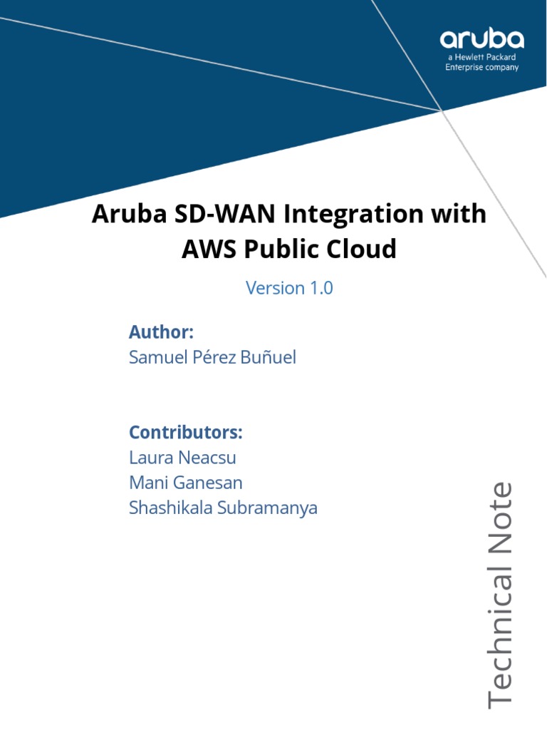 Aruba SD-WAN Integration With Public Cloud (AWS) - Technical Note | PDF | Virtual Private ...