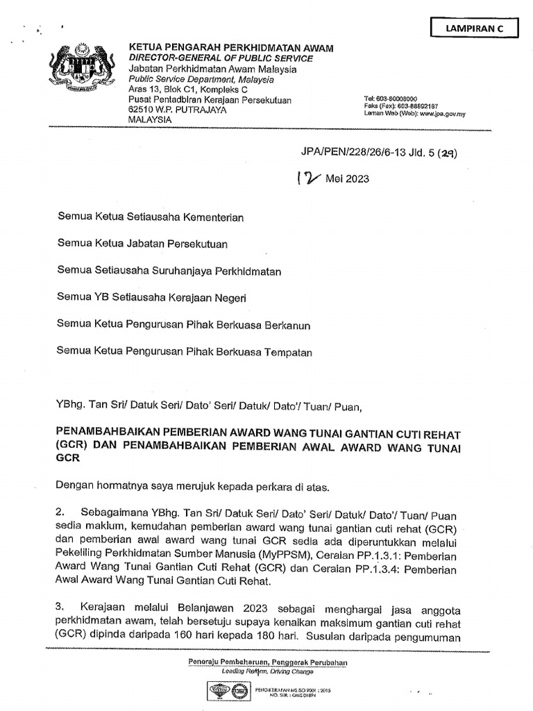 JPA_Permohonan Awal GCR 2023 | PDF