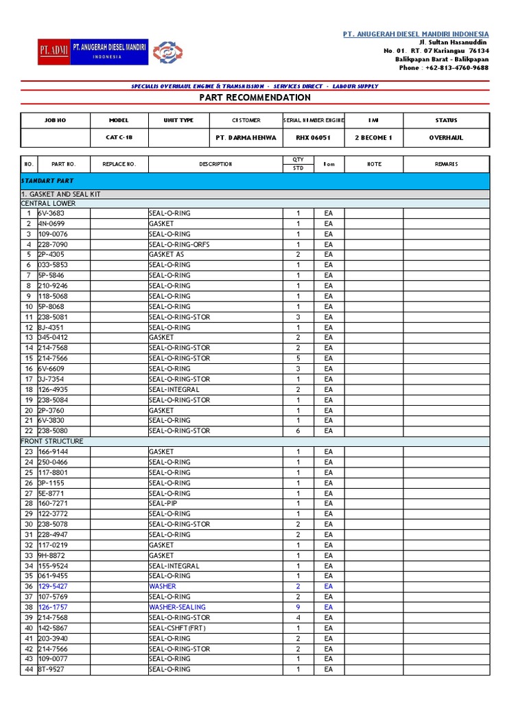 Part Rec Engine Cat C18 RHX06051 | PDF | Turbocharger | Vehicles